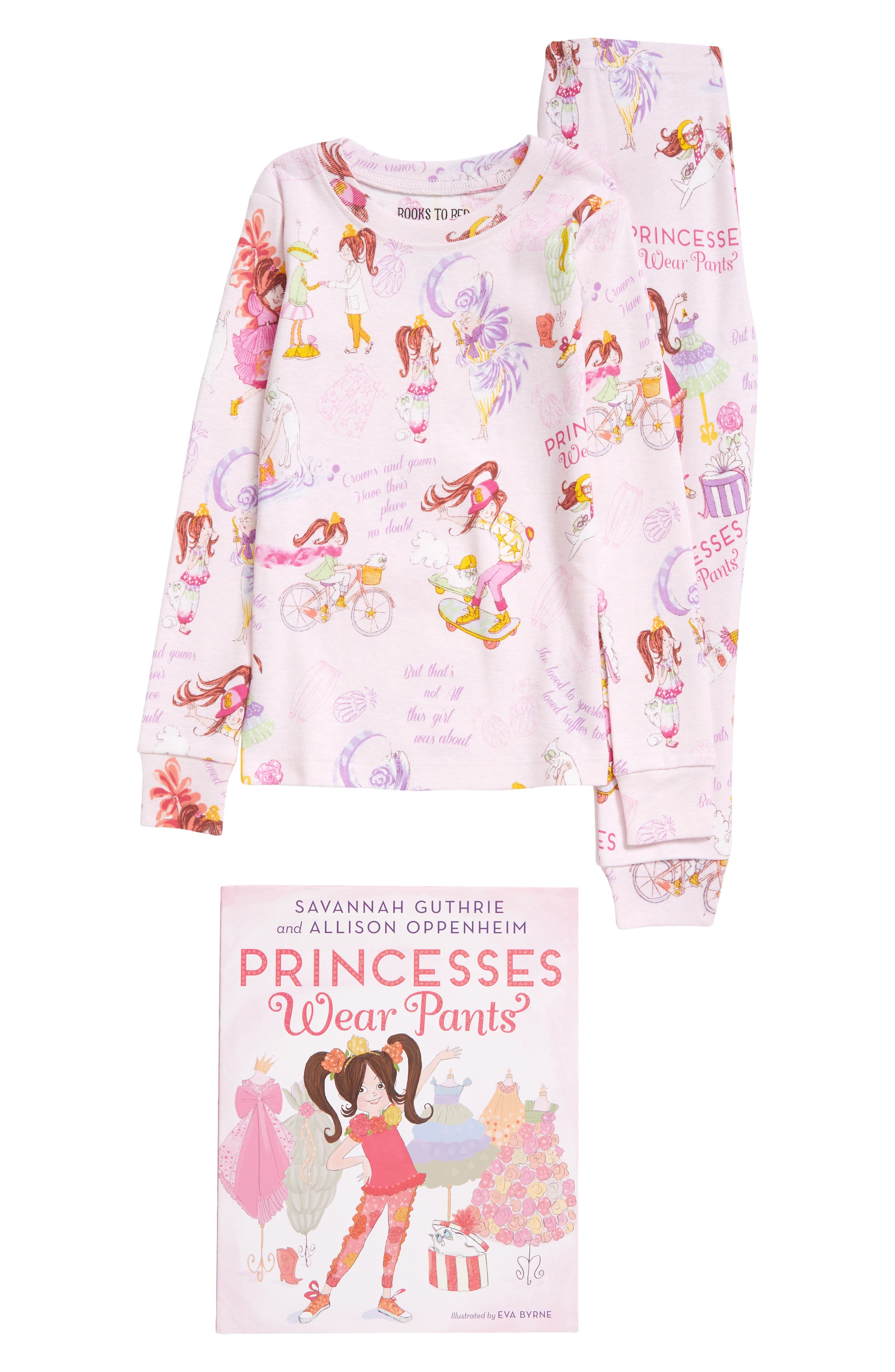 Books to Bed 'Princesses Wear Pants' Fitted Two-Piece Pajamas & Book ...
