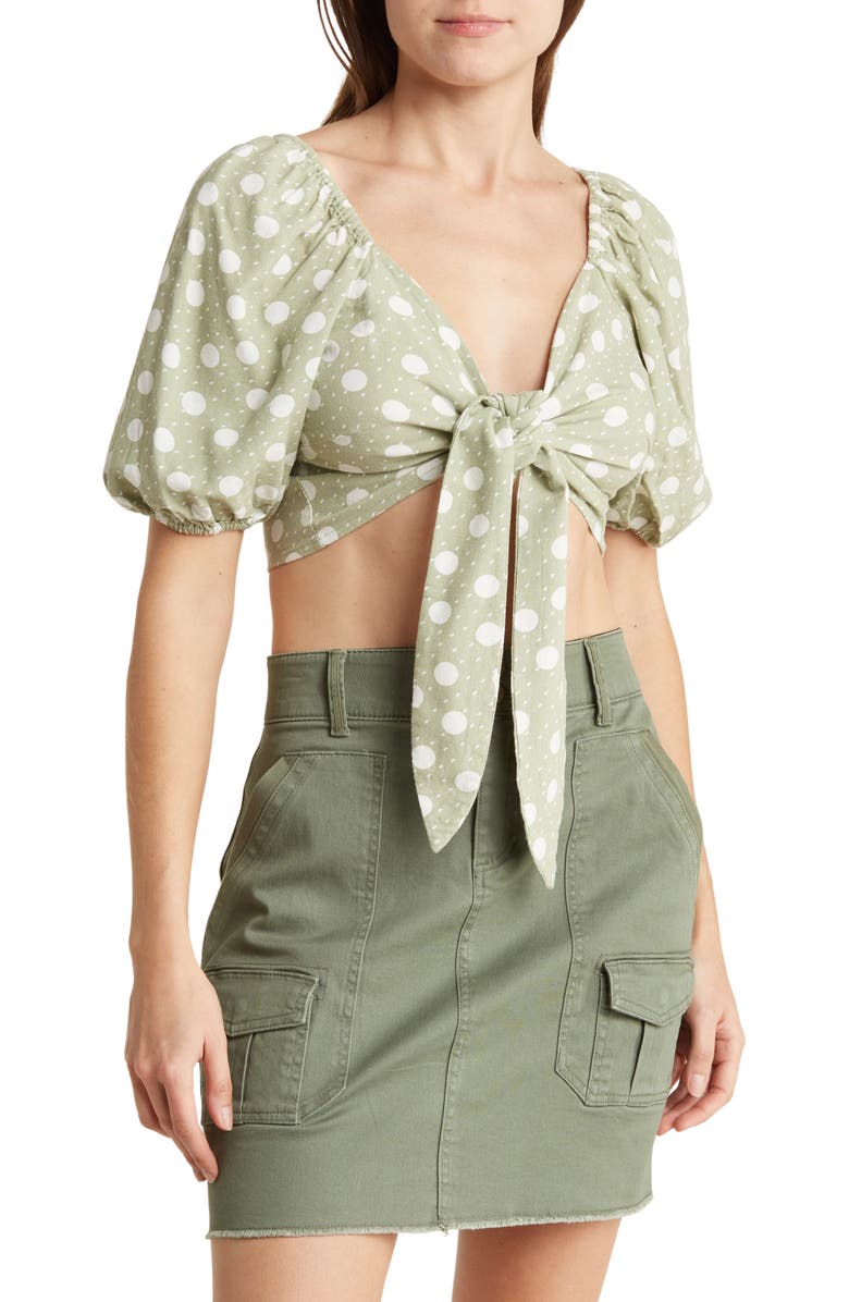VERO MODA Tie Front Puff Sleeve Crop Top | Nordstromrack