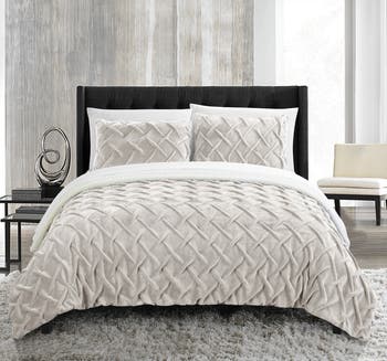 CHIC Thirsa Pinch Pleat Criss Cross Faux Shearling-Lined Queen 3-Piece ...