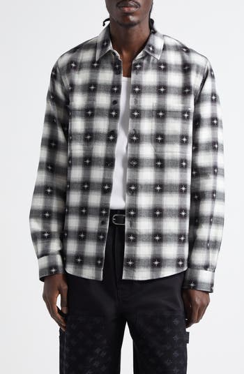 AMIRI Starburst Plaid Cotton Flannel Button-Up Shirt | Nordstrom