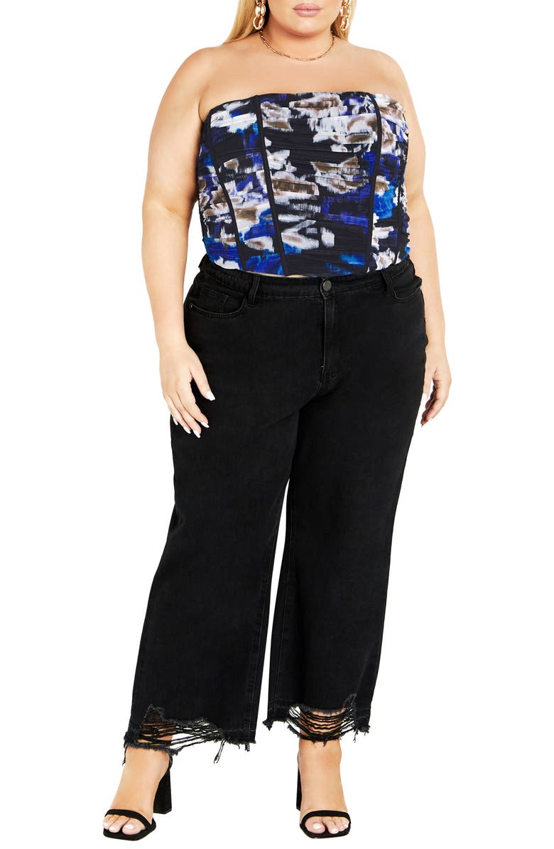 City Chic Floral Print Strapless Crop Top | Nordstromrack