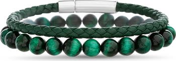 NES JEWELRY Men's Round Green Stones Bracelet | Nordstromrack
