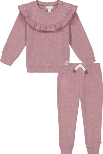 Calvin Klein Ruffle Top & Joggers Set | Nordstromrack