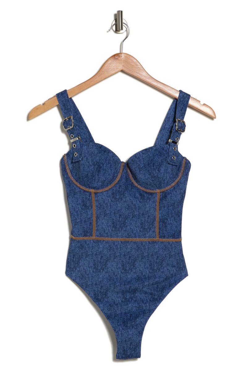 WeWoreWhat Buckle Strap Corset One-Piece Swimsuit | Nordstromrack