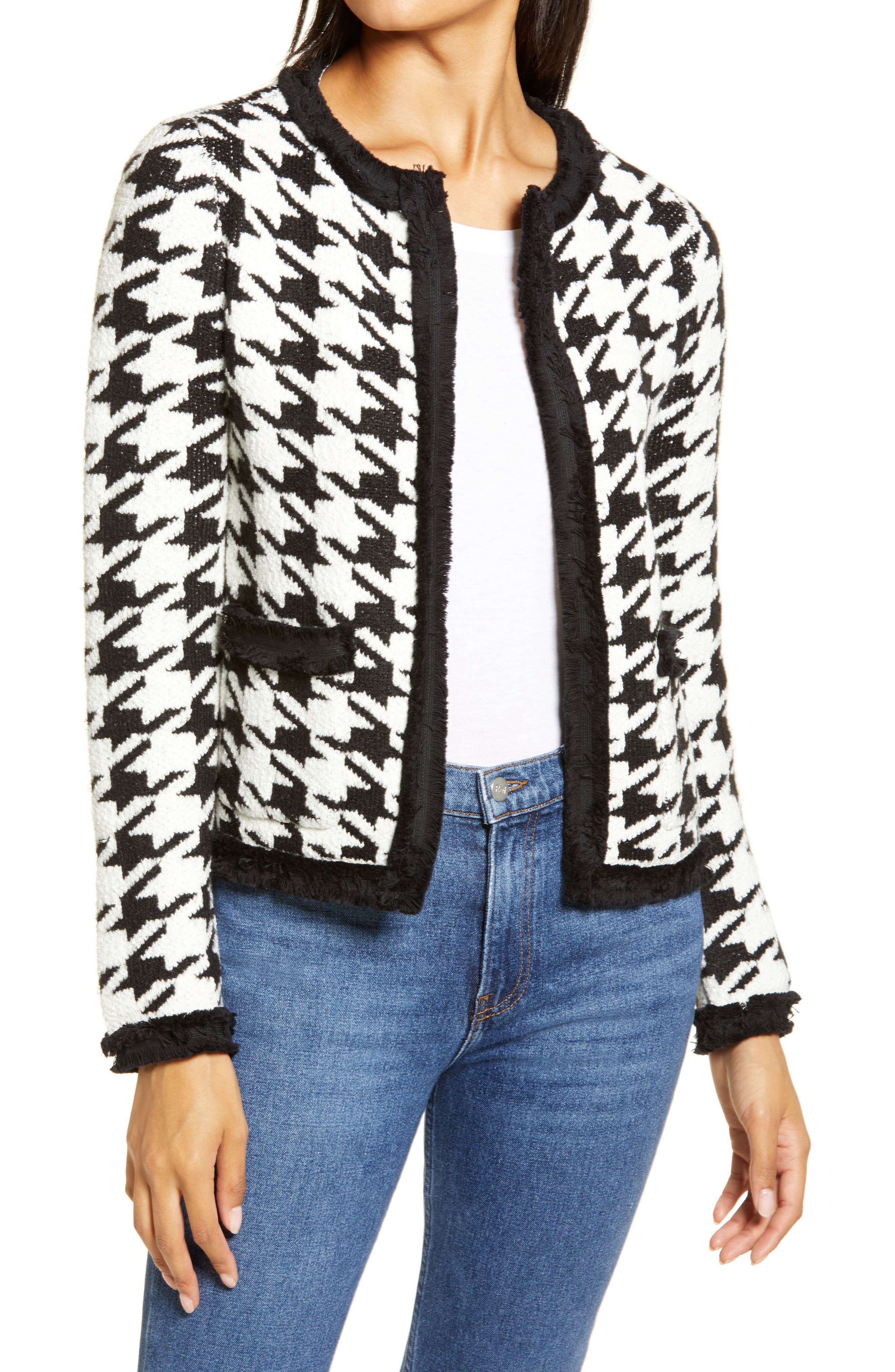 Halogen® Marl Houndstooth Knit Jacket | Nordstromrack