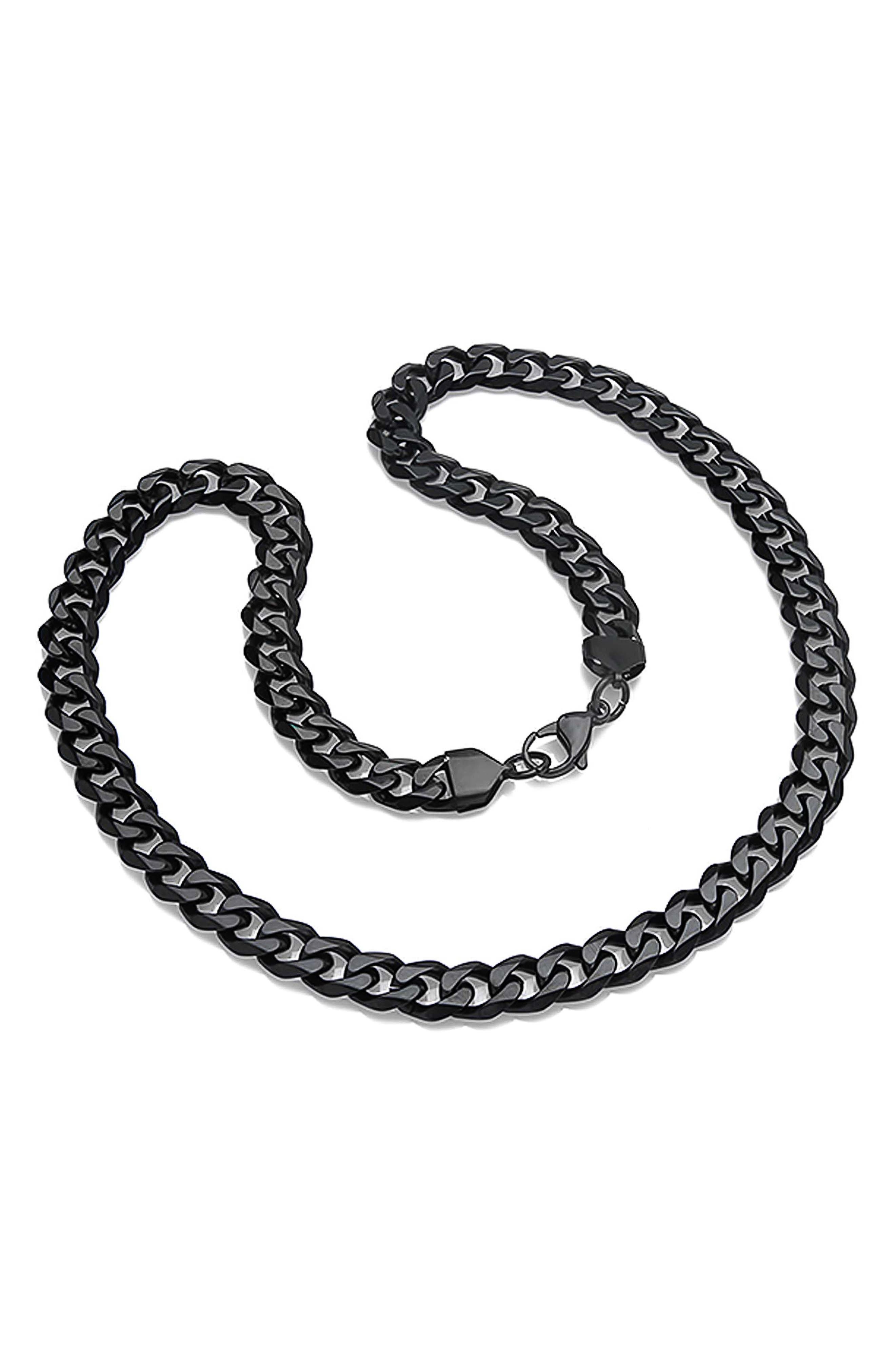 Men's Black Ion Plated Curb Chain Necklace (Men) | Nordstromrack