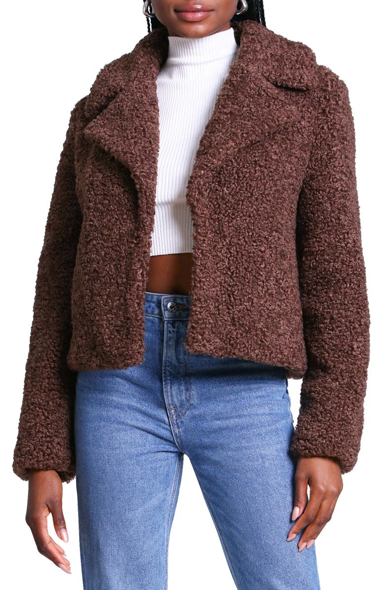 Avec Les Filles Relaxed Fit Crop Faux Shearling Jacket | Nordstromrack