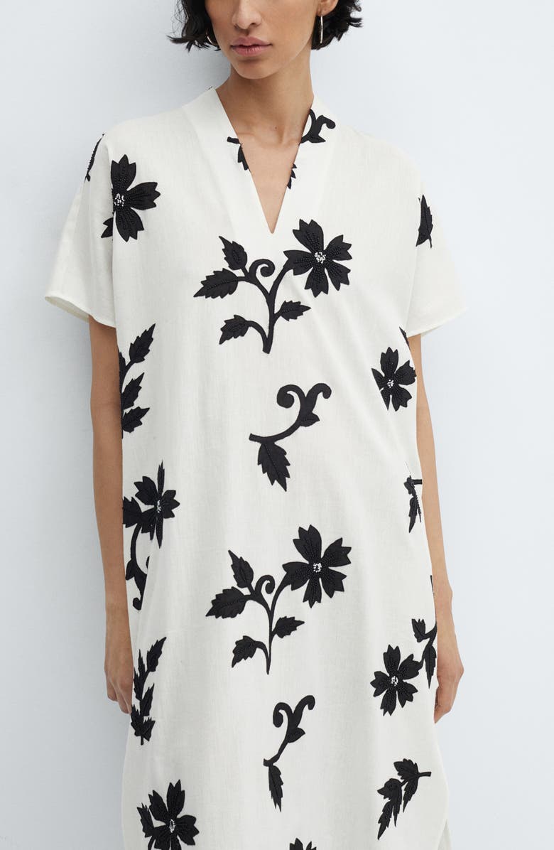 MANGO Floral Print Cotton & Linen Dress | Nordstromrack