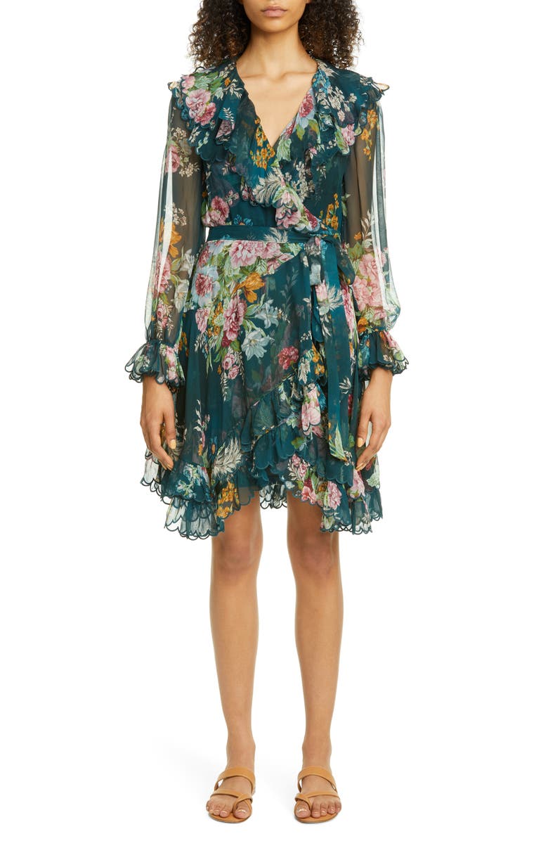 Zimmermann Wavelength Scalloped Ruffle Long Sleeve Silk Minidress ...