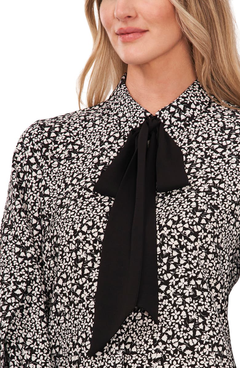 CeCe Floral Print Bow Collar Blouse | Nordstromrack