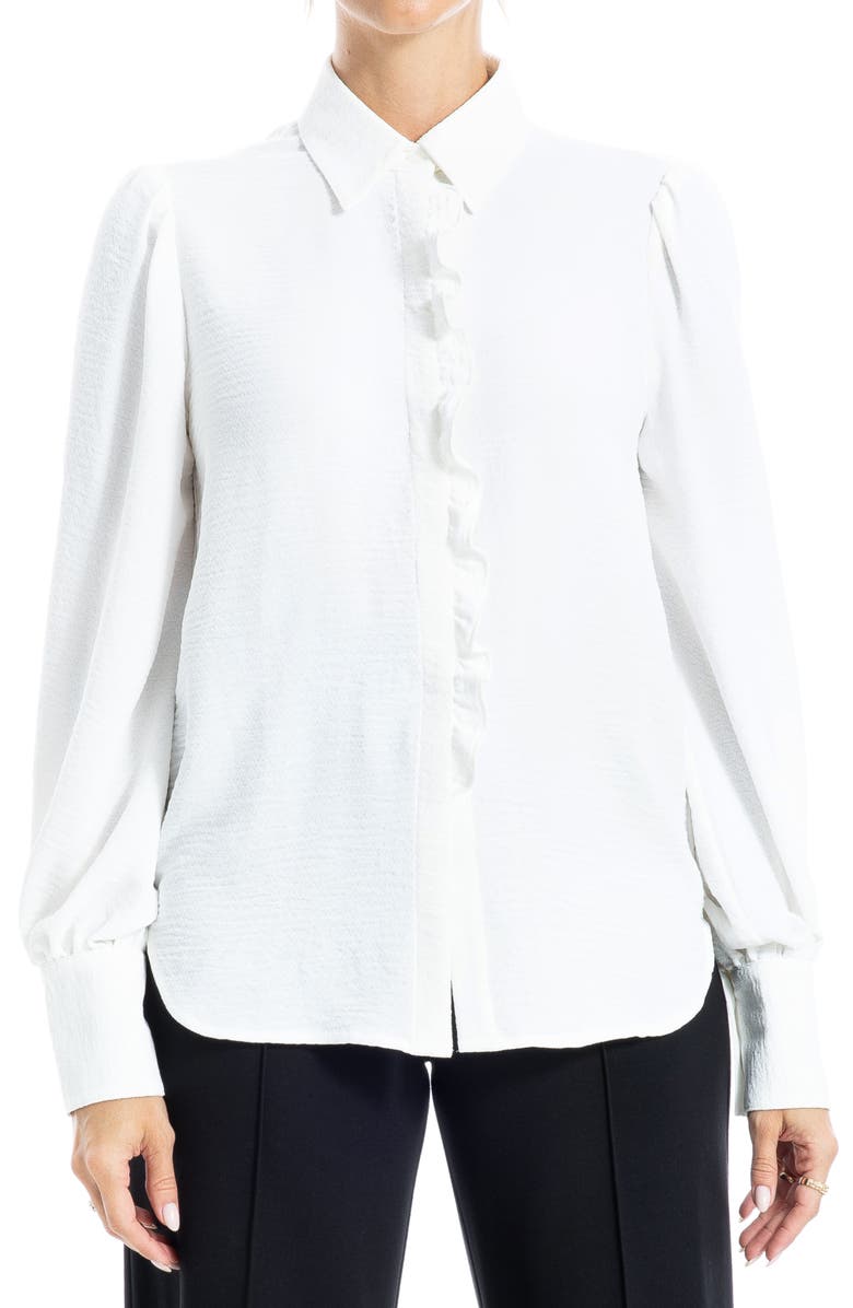 MAX STUDIO Ruffle Button Placket Long Sleeve Blouse | Nordstromrack