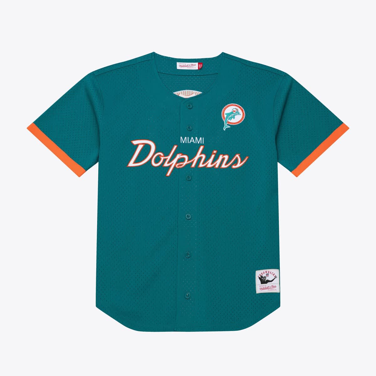 Men's Mitchell & Ness Aqua Miami Dolphins Head Coach Mesh Full-Button ...