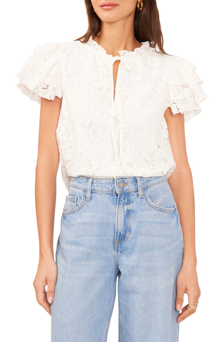 1.STATE Flutter Sleeve Lace Top | Nordstromrack