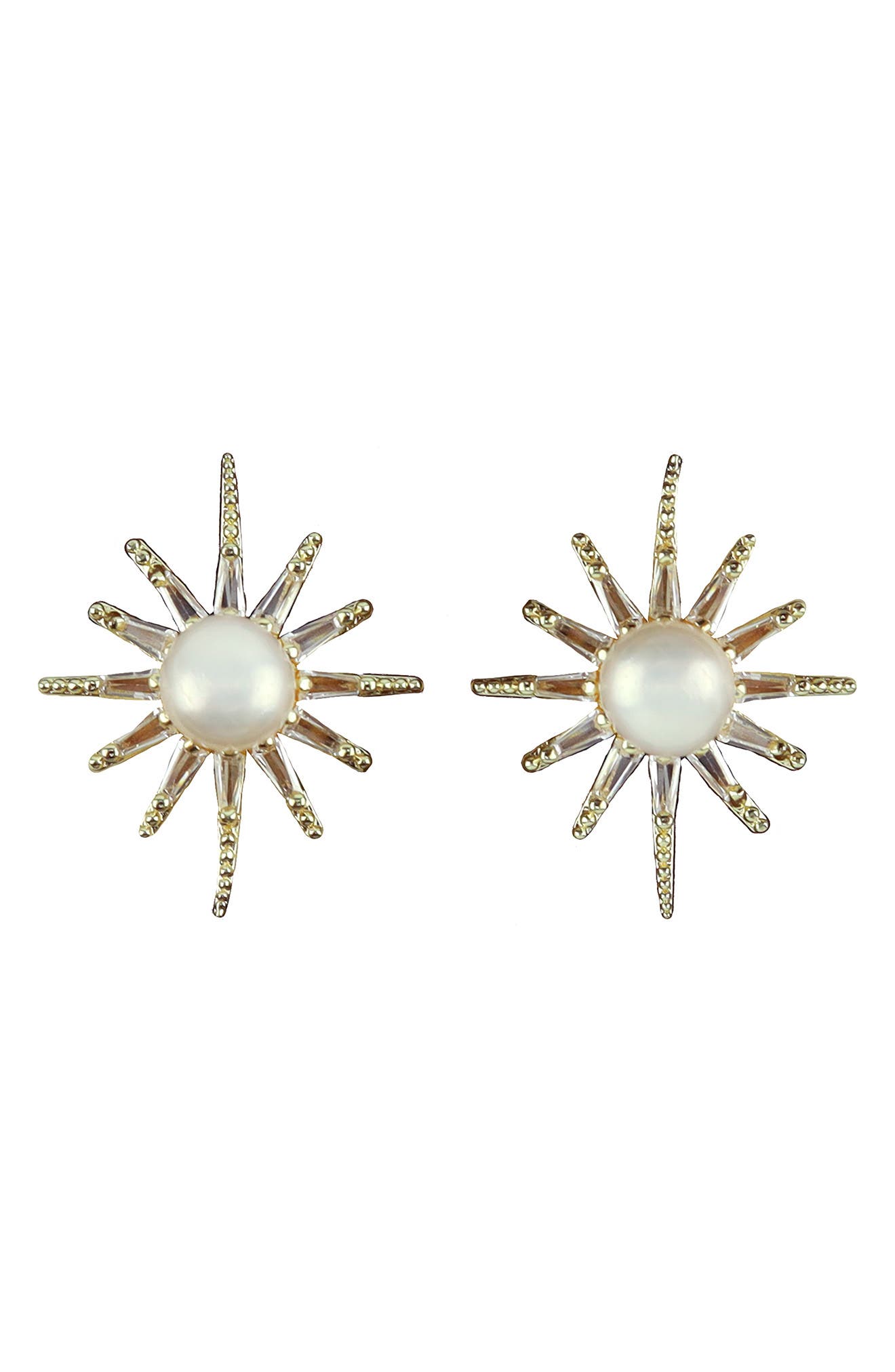 Panacea Freshwater Pearl & Crystal Sunburst Stud Earrings | Nordstromrack