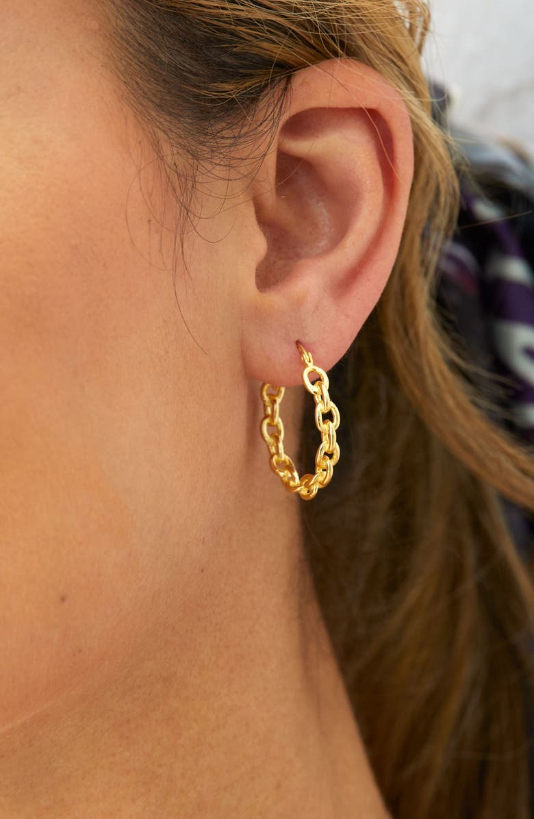 SAVVY CIE JEWELS Mariner 18K Gold Plated Sterling Silver Chain Hoop ...