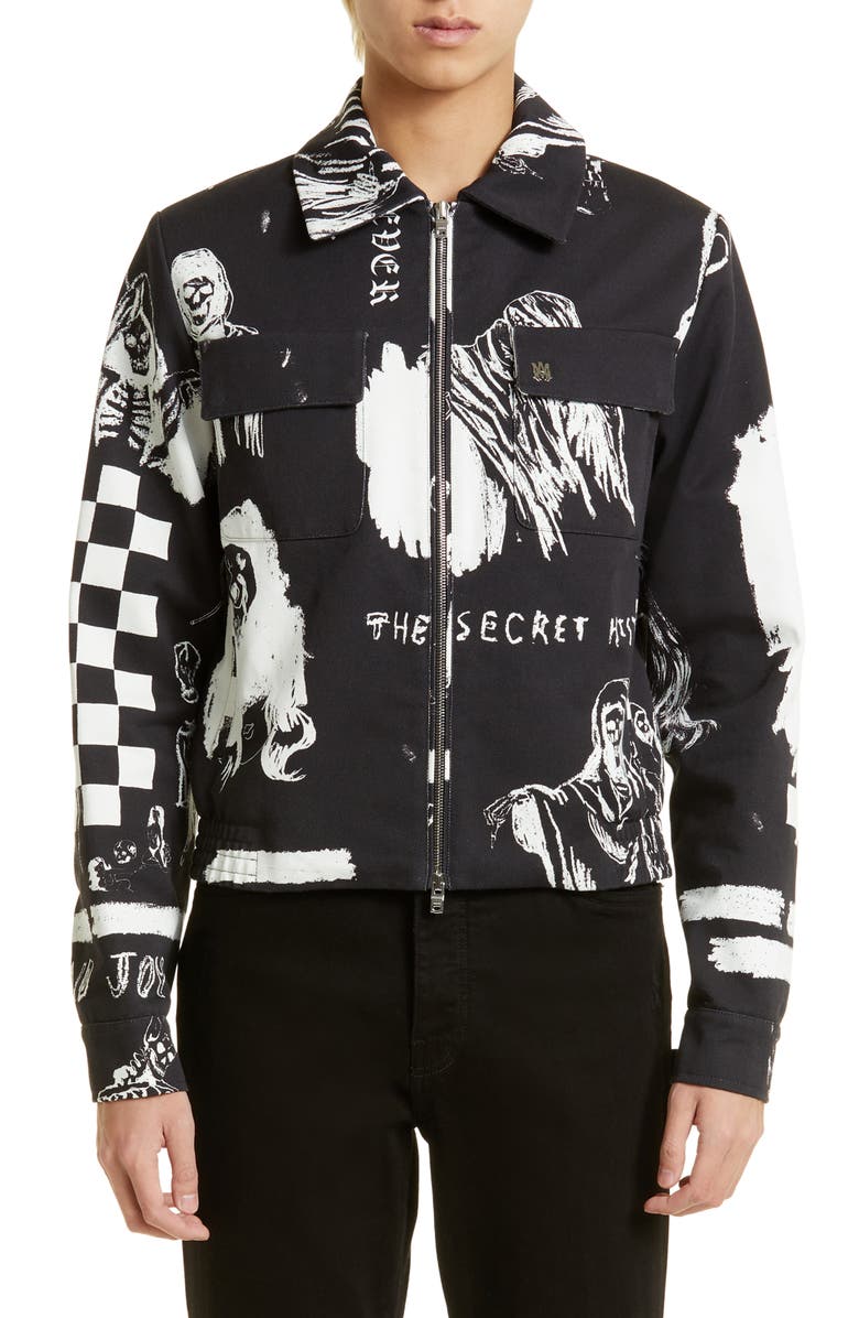 AMIRI x Wes Lang Sketch Print Wool Blend Utility Jacket | Nordstrom