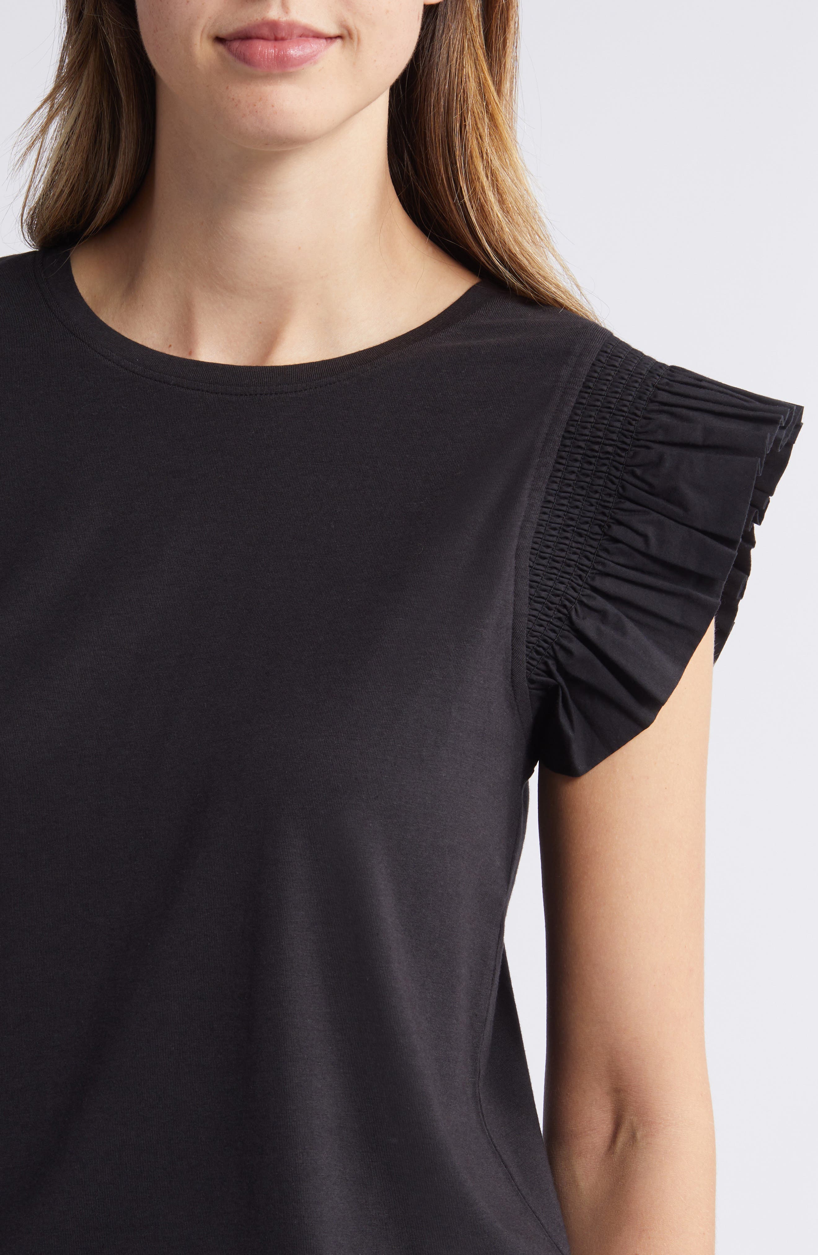 Caslon® Smocked Ruffle Sleeve Top | Nordstromrack
