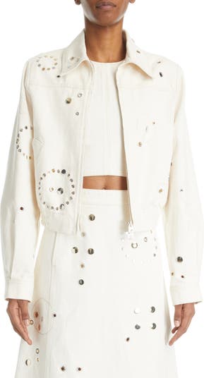 Chloé Rivet Detail Recycled Cotton Blend Denim Jacket | Nordstrom