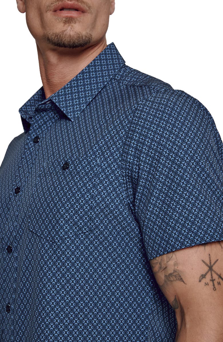 7 Diamonds Alonzo Dot Print Short Sleeve Performance Button-Up Shirt ...