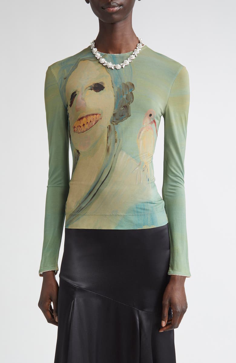 Simone Rocha Genieve Figgis 'Lady with a Bird' Mesh Top | Nordstrom