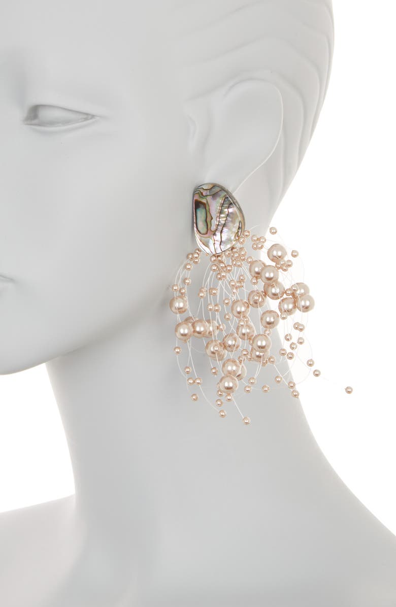 Nakamol Chicago Raining Imitation Pearl Fringe & Abalone Drop Earrings ...