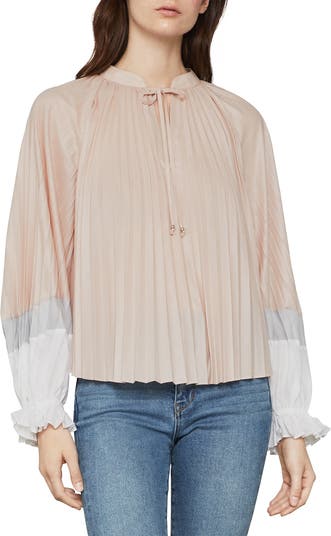 BCBGMAXAZRIA Plisse Tie Blouse | Nordstromrack