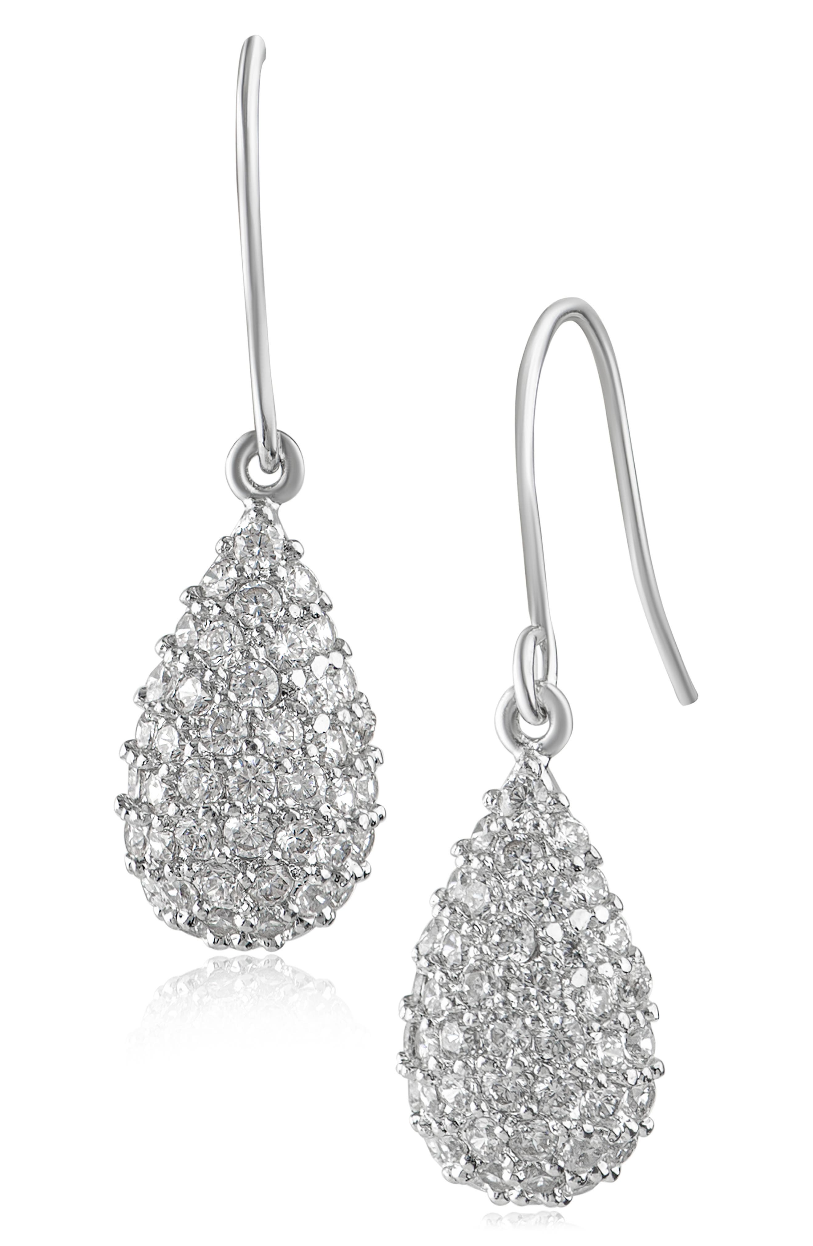 CZ by Kenneth Jay Lane Pavé Mini CZ Teardrop Dangle Earrings ...