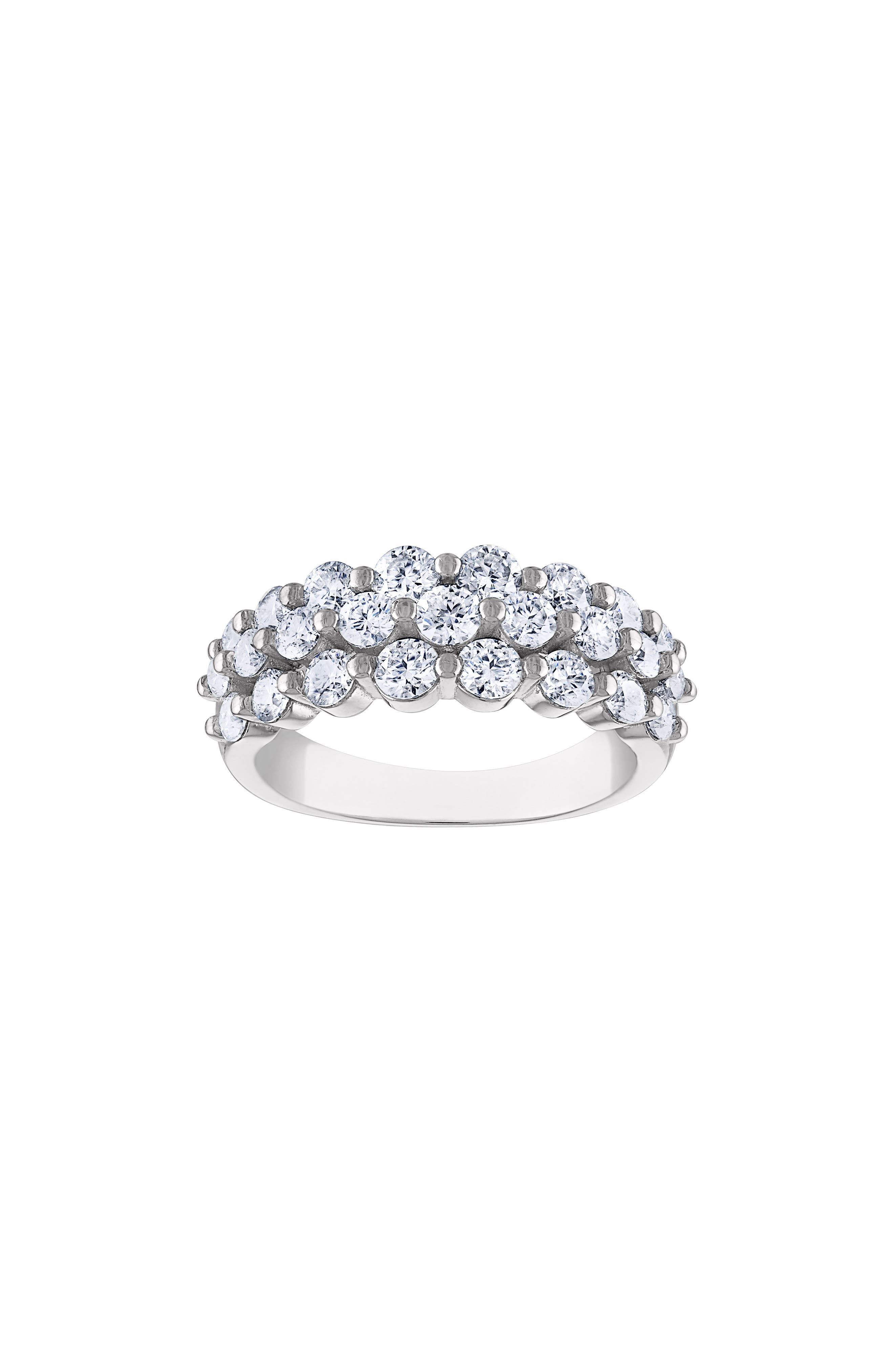 FZN Sterling Siver Lab-Created Moissanite Triple Row Ring | Nordstromrack