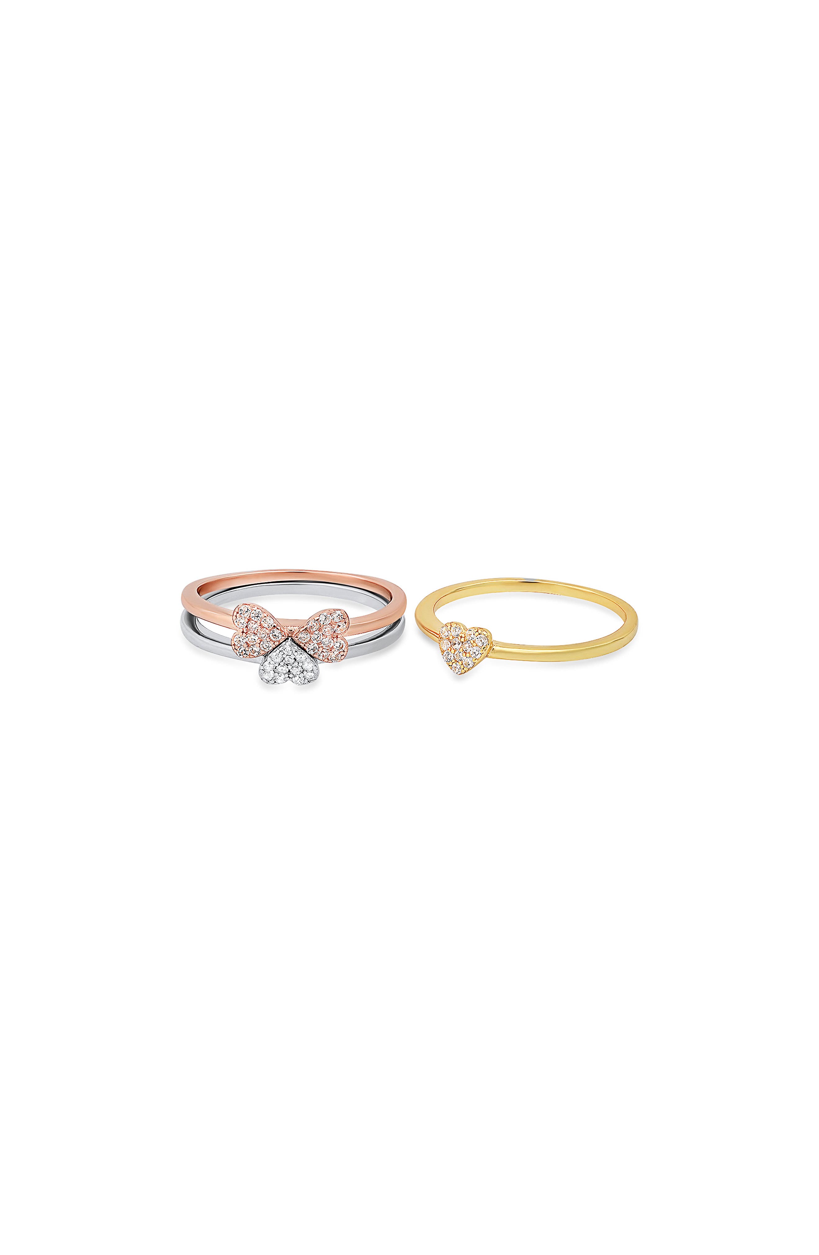 Queen Jewels Sterling Silver 3-Piece Tri-Color Ring Set | Nordstromrack