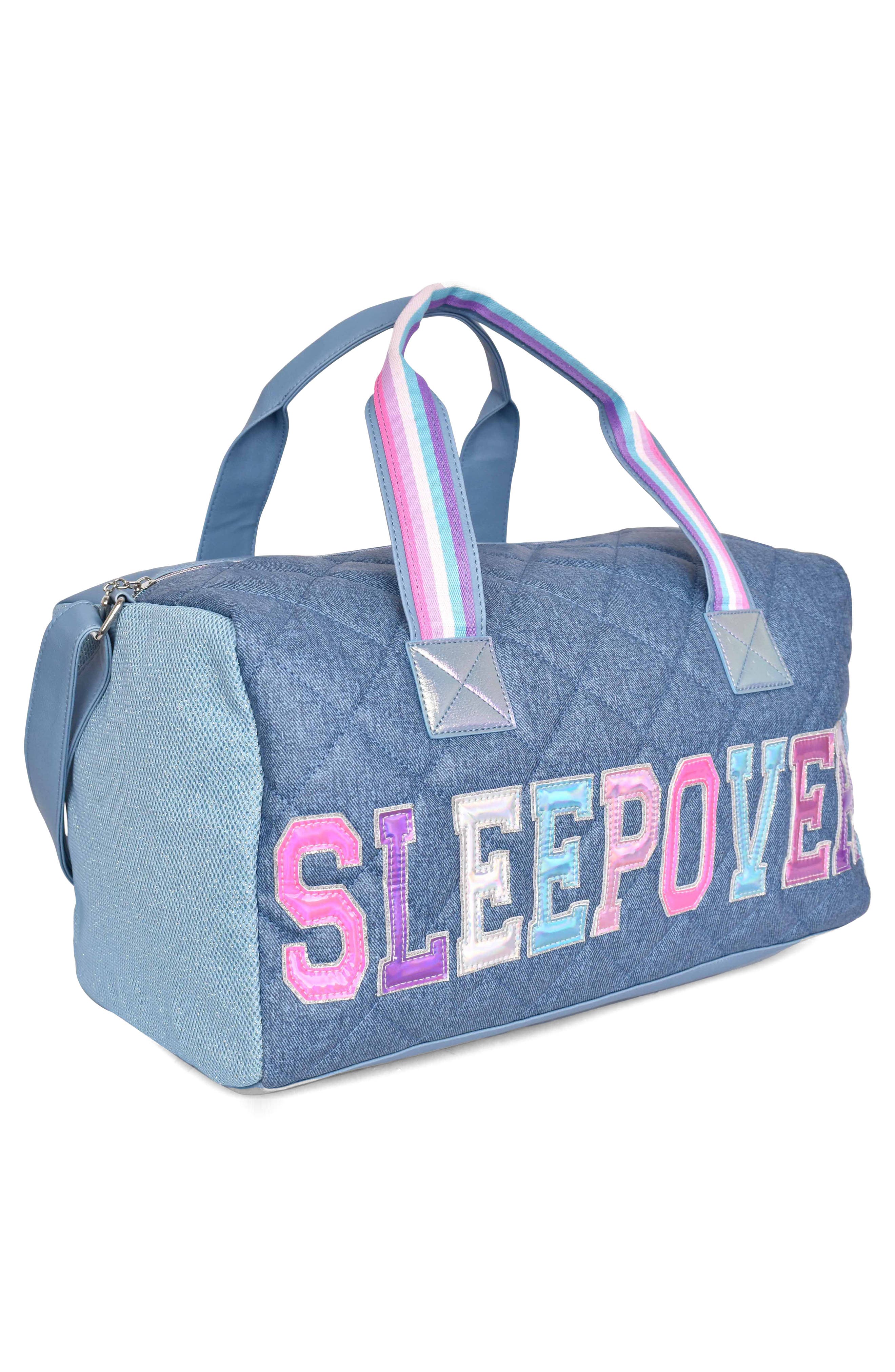 OMG Accessories Kids' Sleepover Diamond Quilted Large Denim Duffel Bag ...