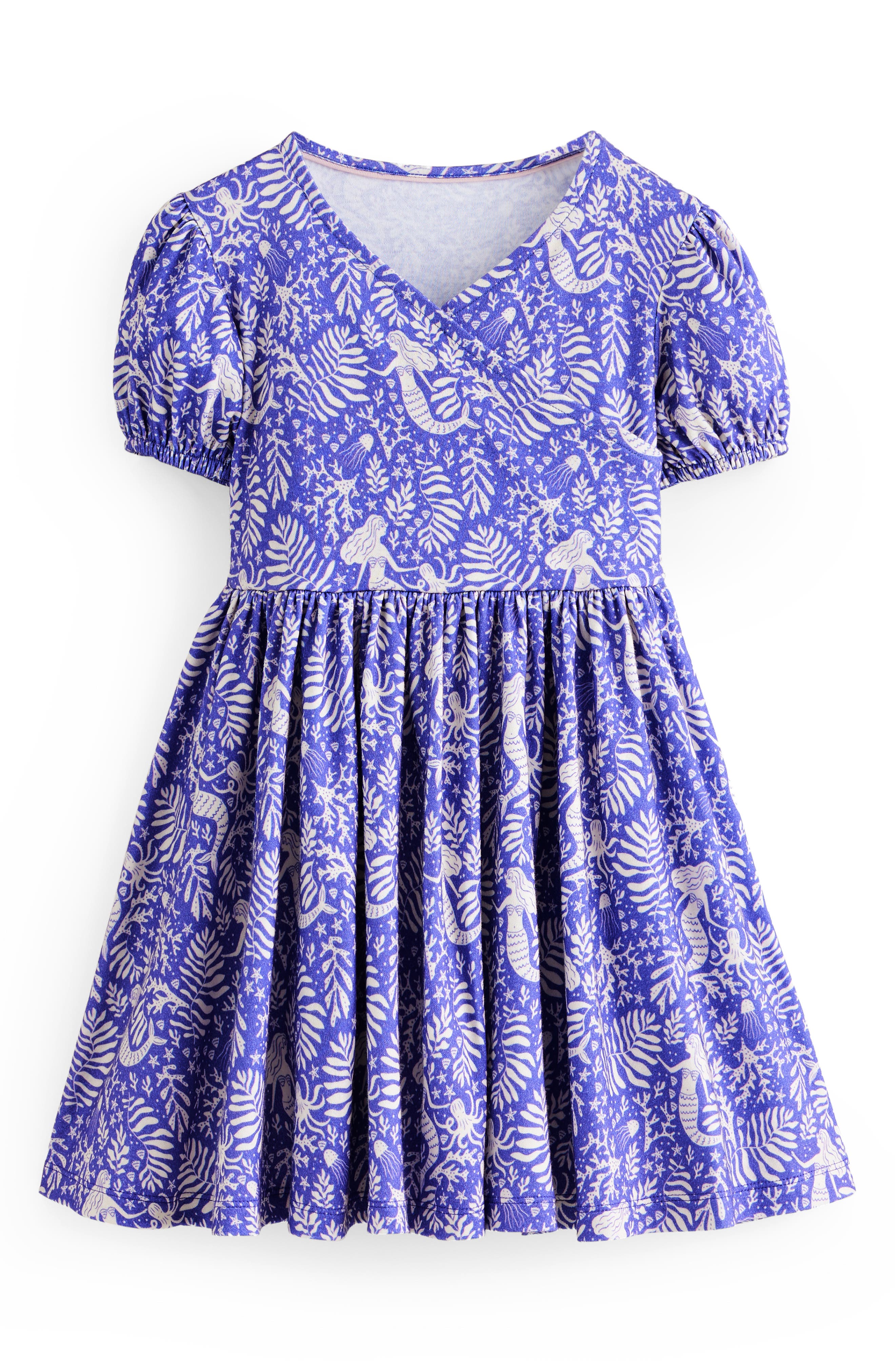 Mini Boden Kids' Mermaid Print Cotton Ballerina Dress | Nordstromrack