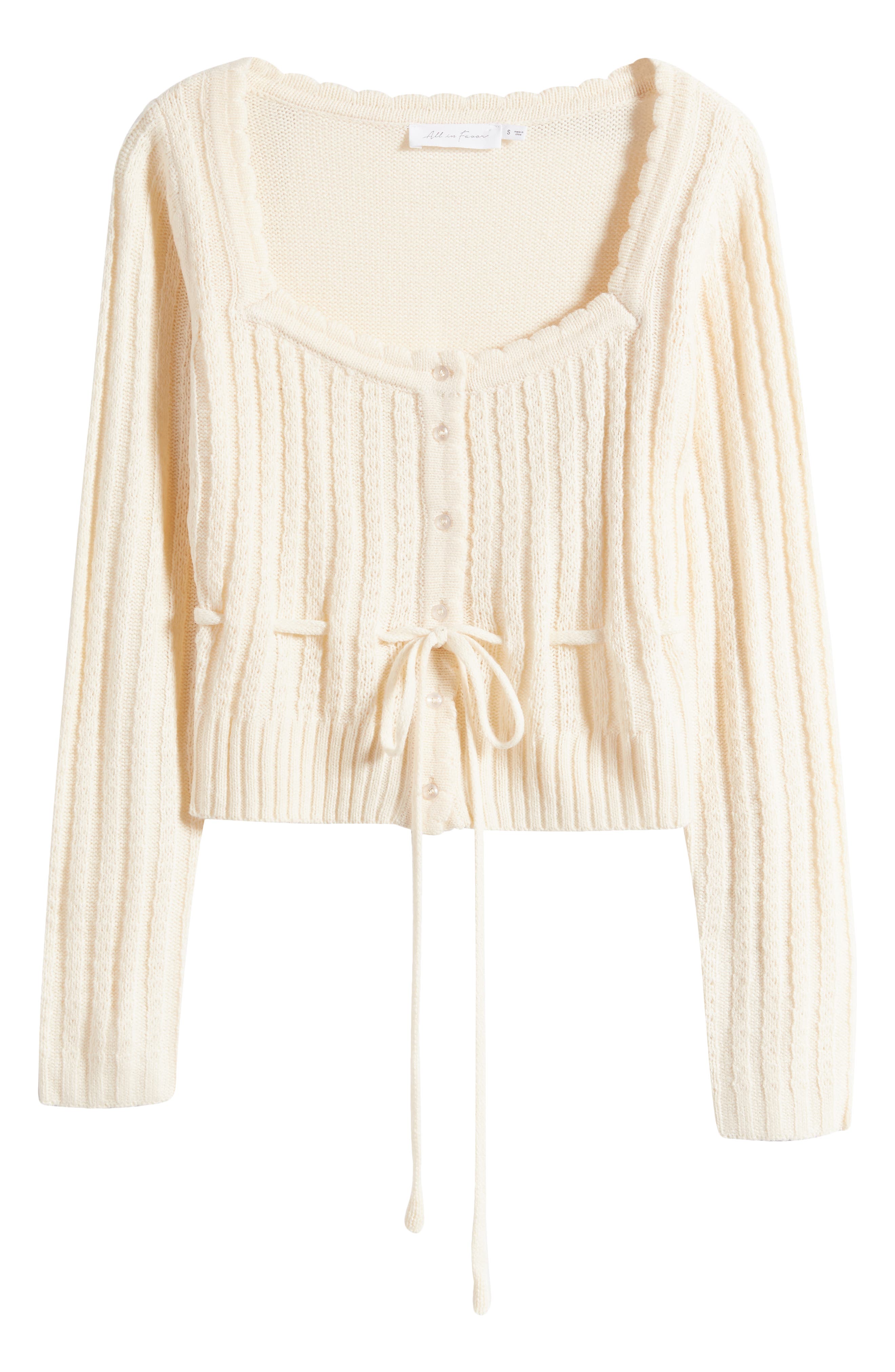 All in Favor Drawstring Square Neck Cardigan | Nordstrom