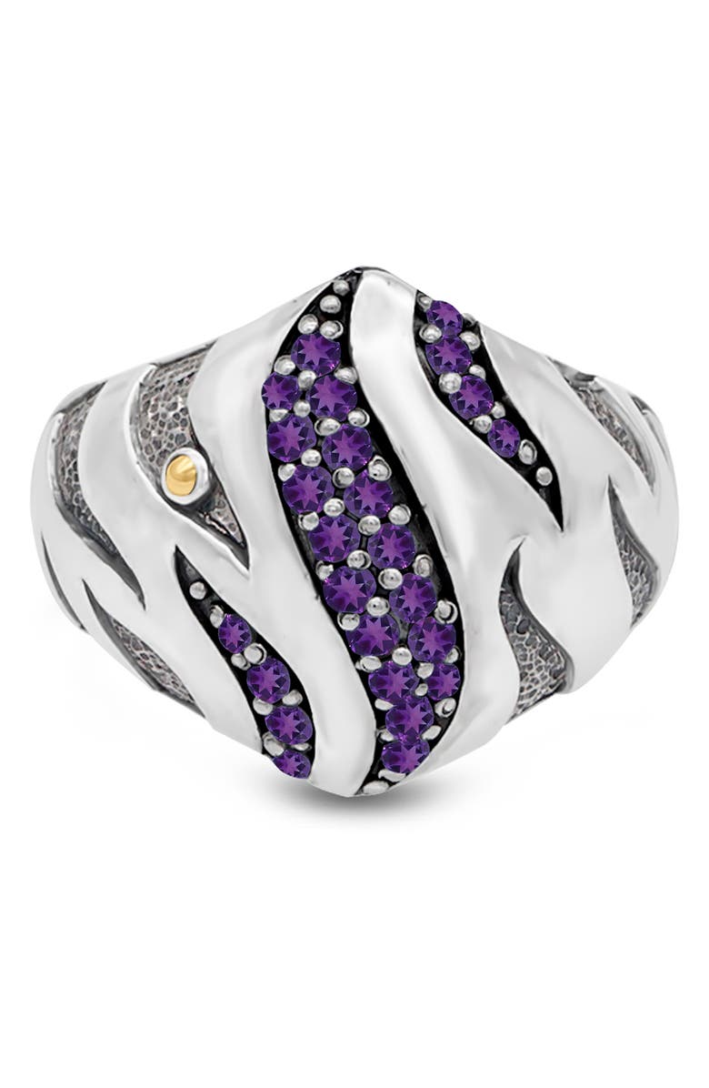 DEVATA 18K Gold & Sterling Silver Amethyst Tiger Stripes Dome Ring ...