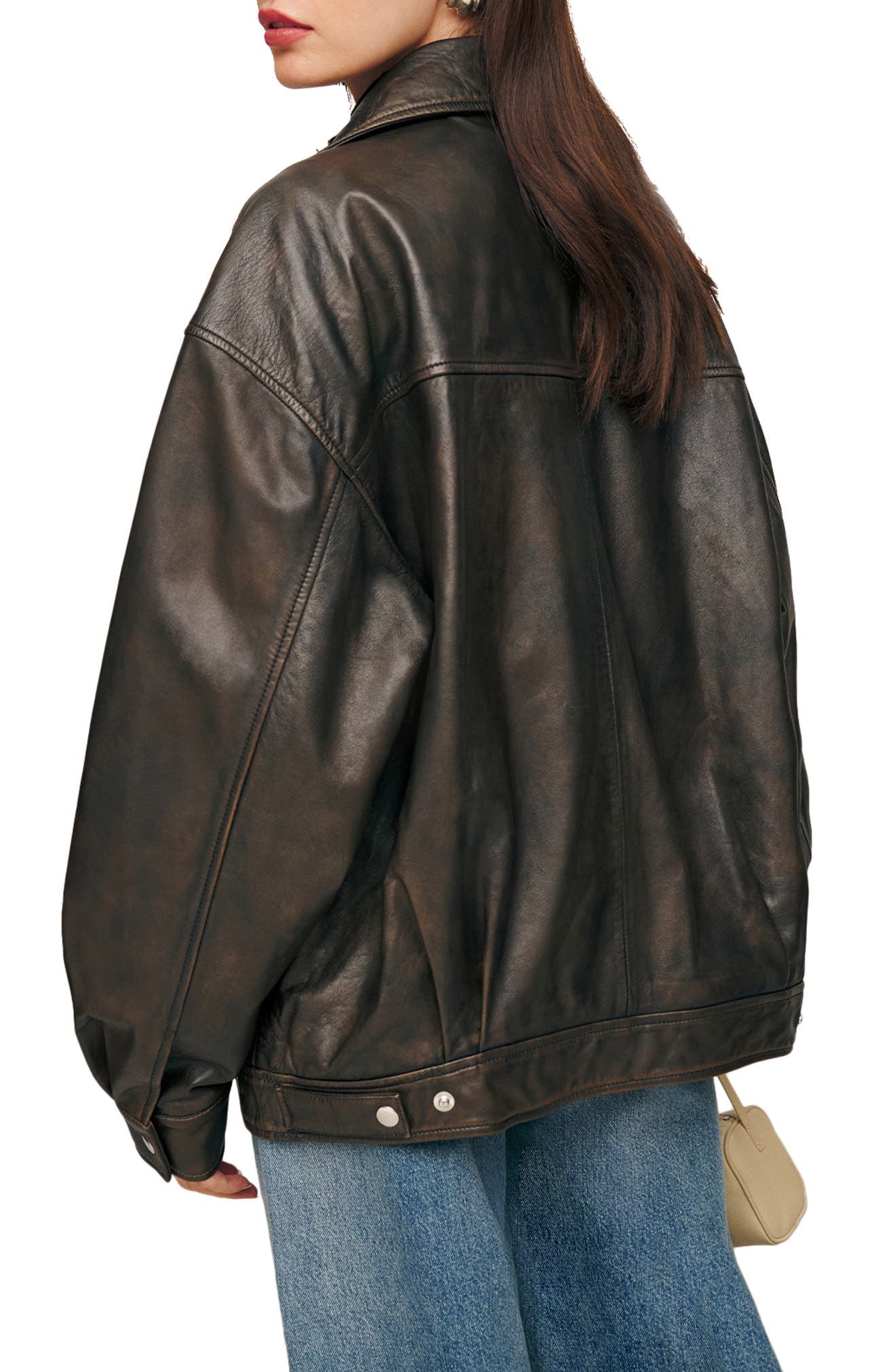 Reformation Veda Marco Oversize Leather Bomber Jacket | Nordstrom