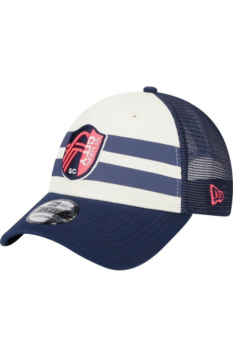 New Era Men's New Era White/Navy St. Louis City SC Team Stripes 9FORTY ...