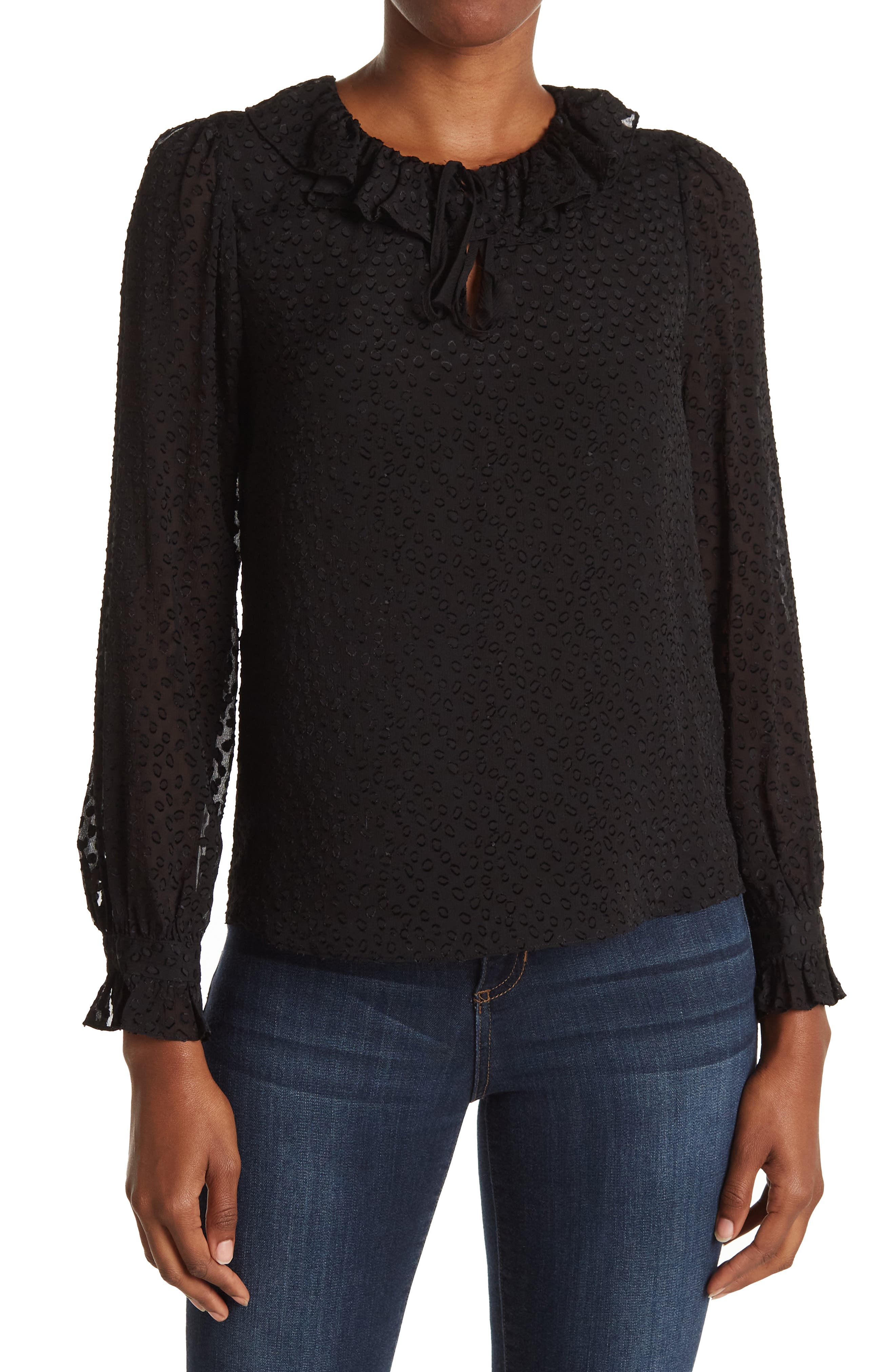 Rebecca Taylor Long Sleeve Cheetah Clip Top | Nordstromrack