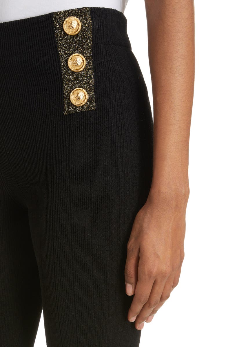 Balmain Six Button Rib Knit Leggings | Nordstrom
