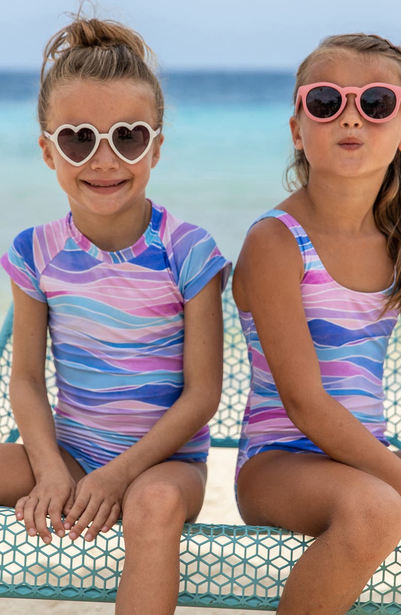 Snapper Rock Kids' Water Hues Short Sleeve One-Piece Rashguard Swimsuit ...
