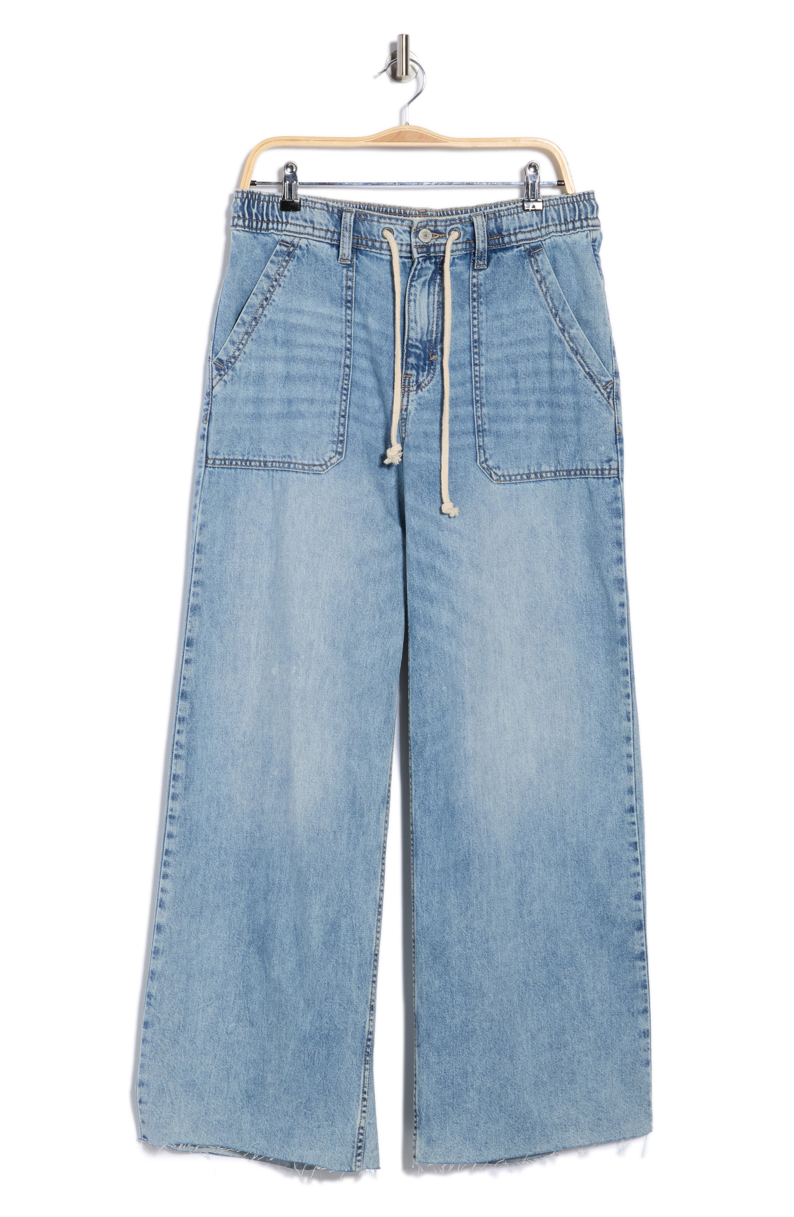 Lucky Brand Patch Pocket Raw Hem Wide Leg Pull-On Jeans | Nordstromrack