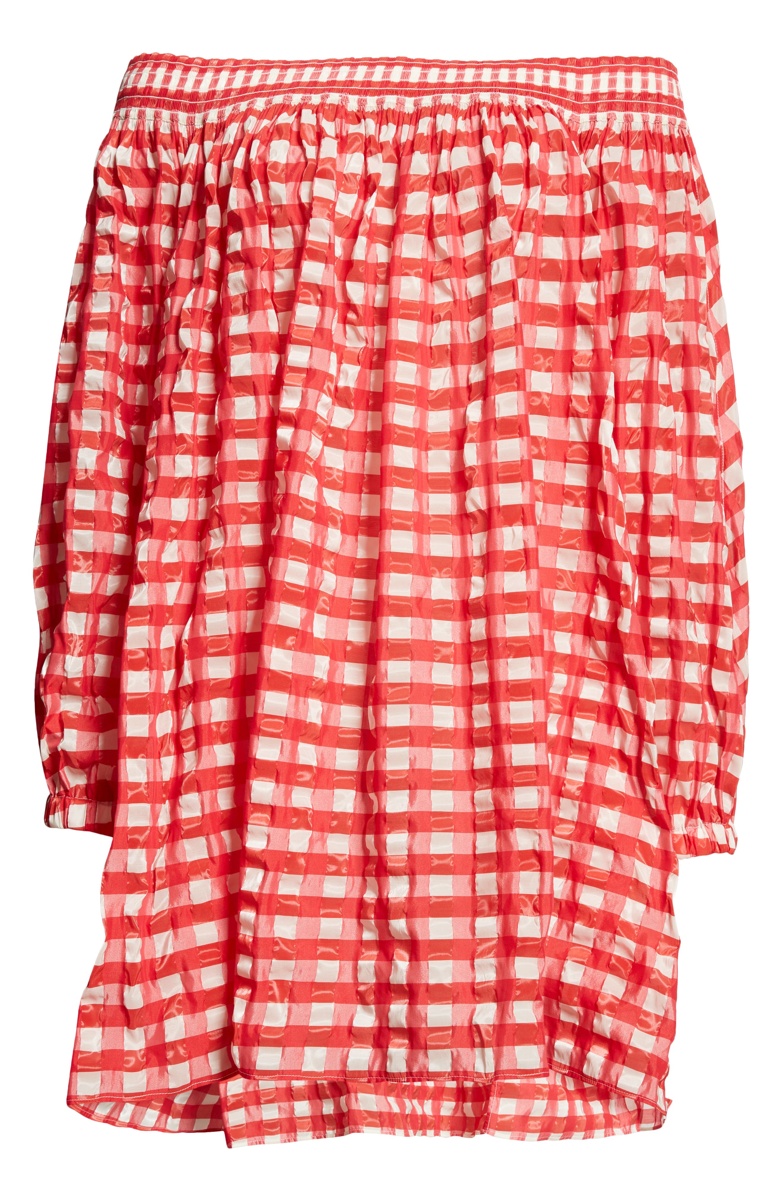 Alaïa Gingham Off the Shoulder Long Sleeve High-Low Dress | Nordstromrack