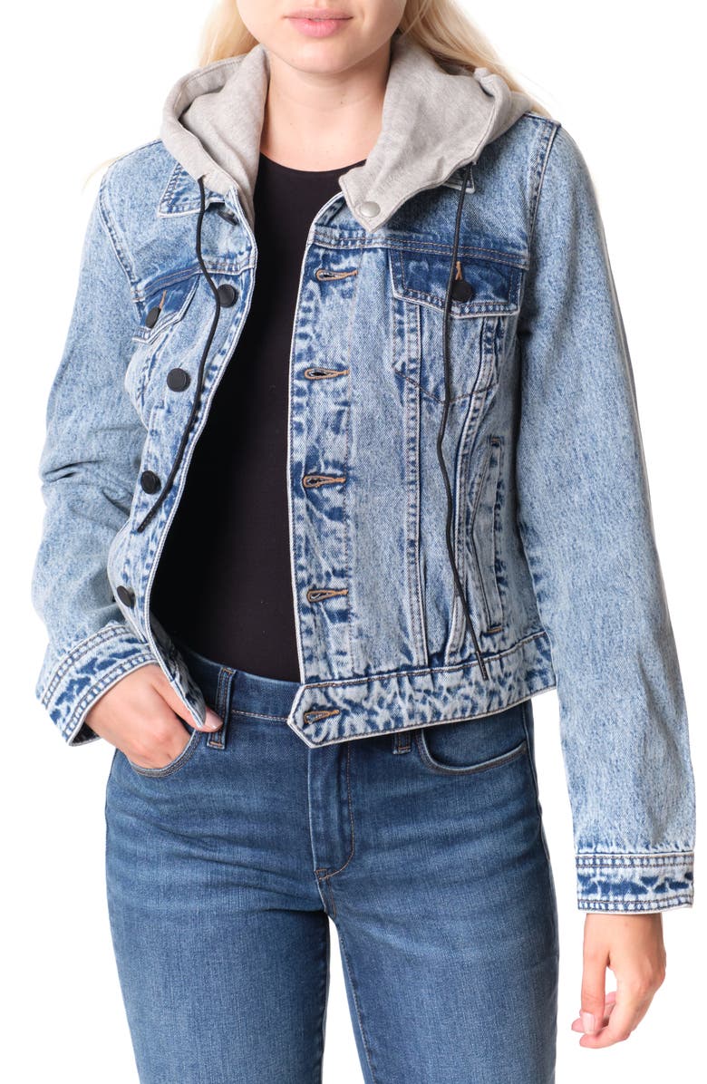 BLANKNYC Denim Trucker Jacket with Removable Hood | Nordstromrack
