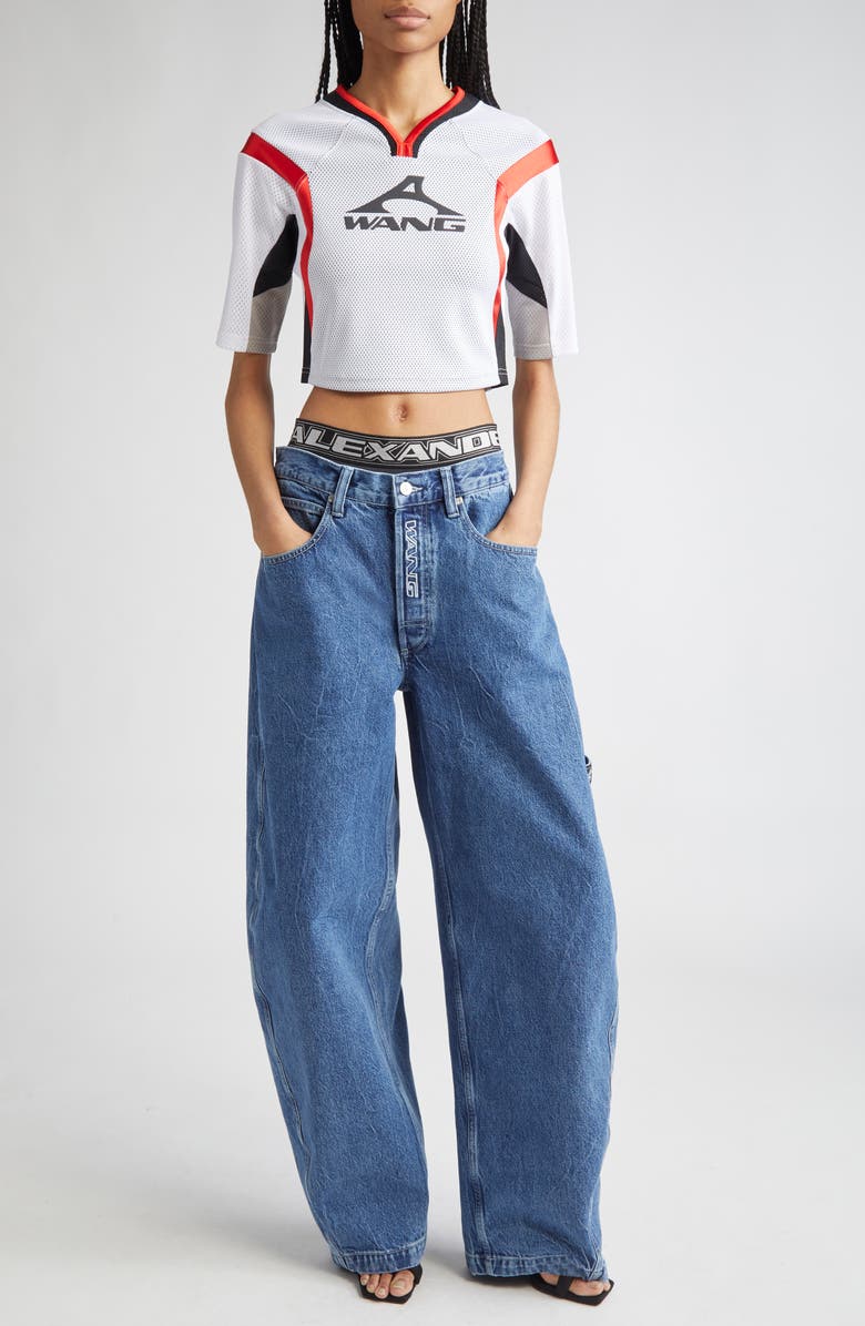 Alexander Wang Reflective Logo Shrunken Hockey Jersey | Nordstrom