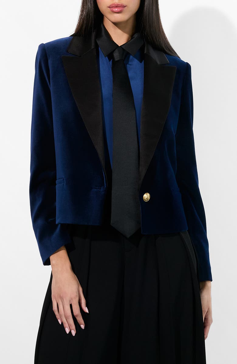 Alice + Olivia Devyn Boxy Crop Velvet Blazer | Nordstromrack