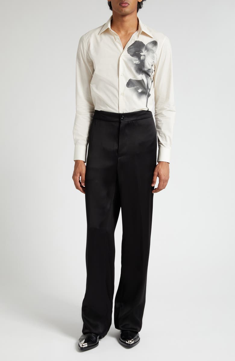 McQueen Classic Shop Orchid Print Cotton Button-Up Shirt | Nordstrom