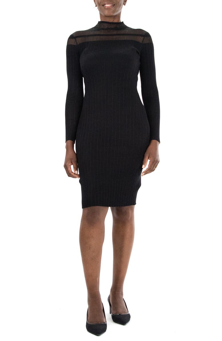 Nina Leonard Sheer Stripe Bodycon Sweater Dress | Nordstromrack