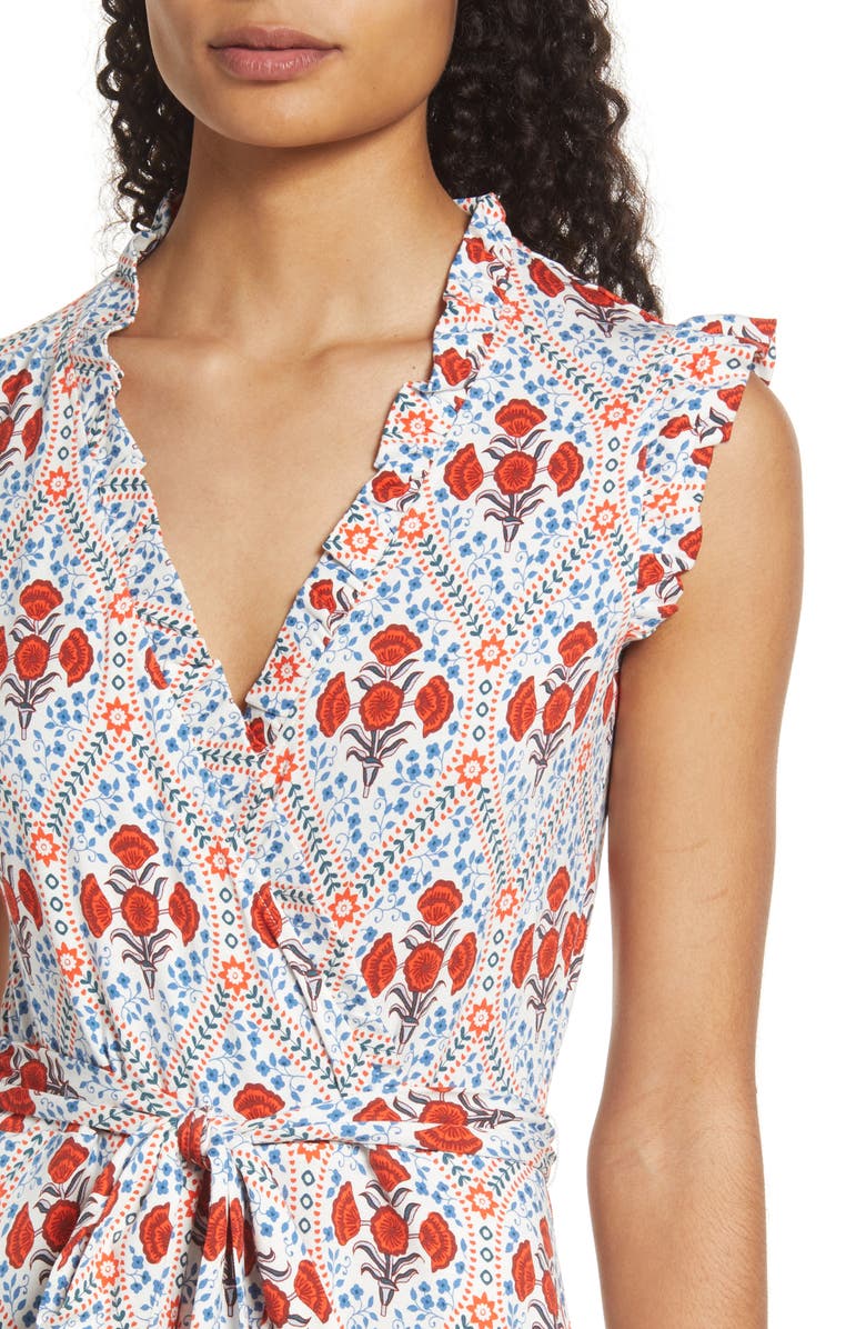 Boden Floral Ruffle Wrap Minidress | Nordstromrack