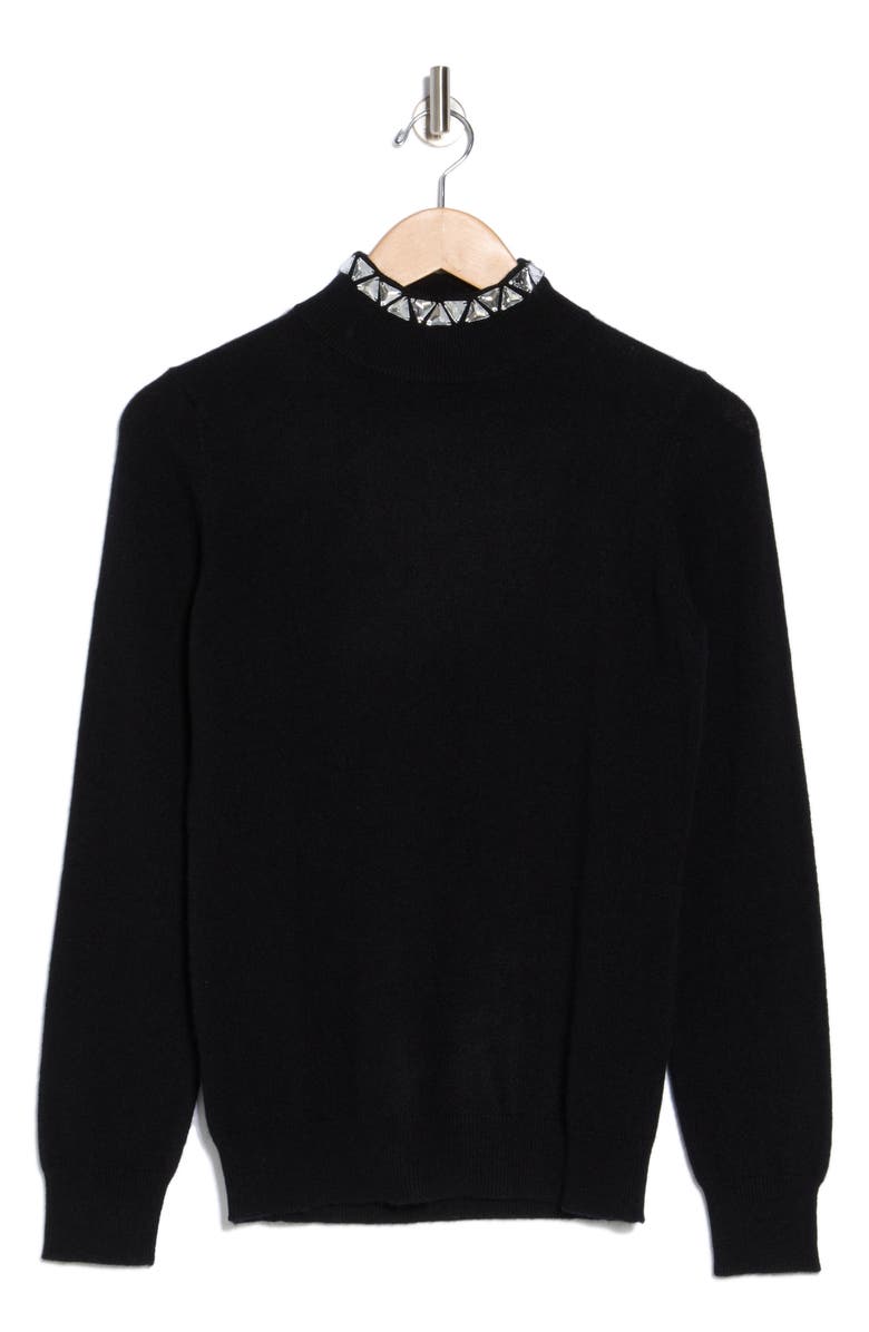 Sofia Cashmere Mock Neck Stone Trim Cashmere Sweater | Nordstromrack