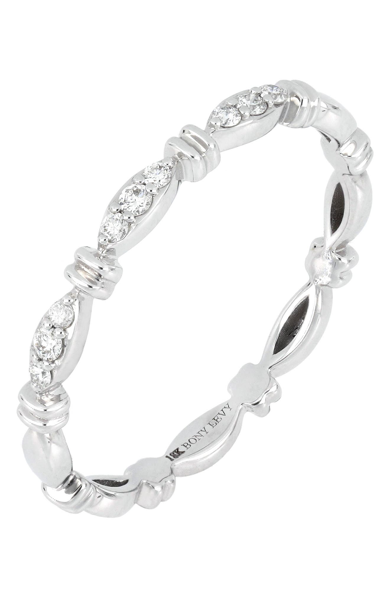 18K White Gold Diamond Stack Ring - 0.08 ctw (Women) | Nordstromrack