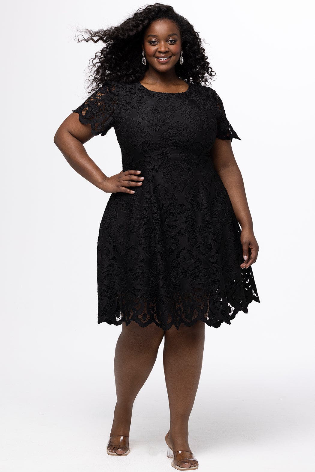 Celebrations by Sydney's Closet Lace Plus Size Party Dress with Cap ...
