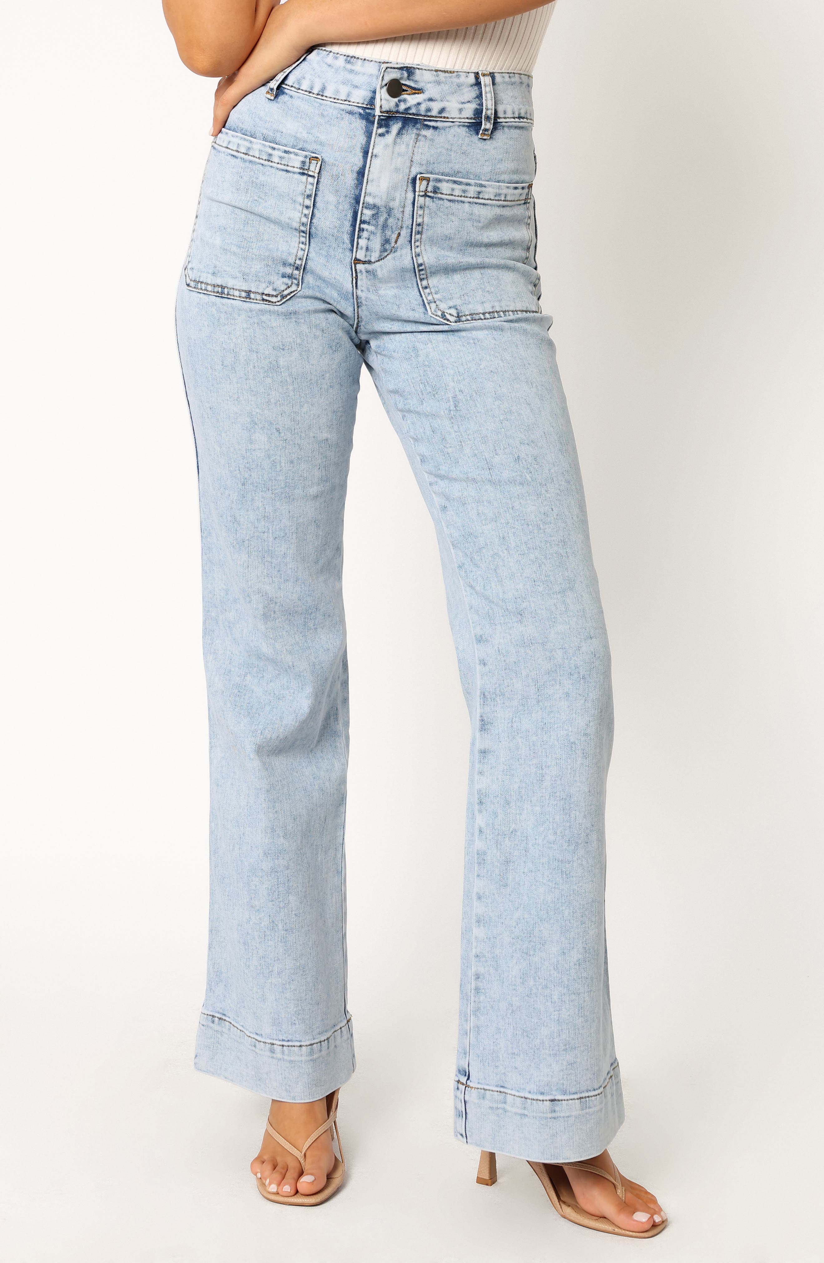Petal & Pup Nico Patch Pocket High Waist Wide Leg Jeans | Nordstrom
